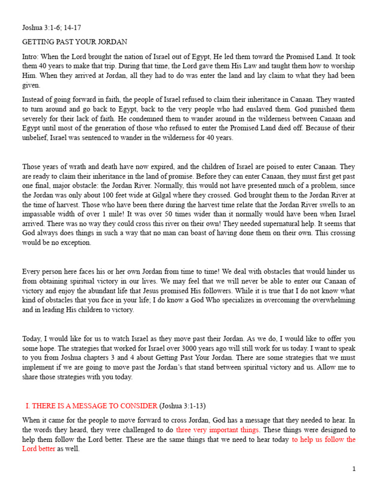 Getting Past Your Jordan | PDF | Ark Of The Covenant | Joshua