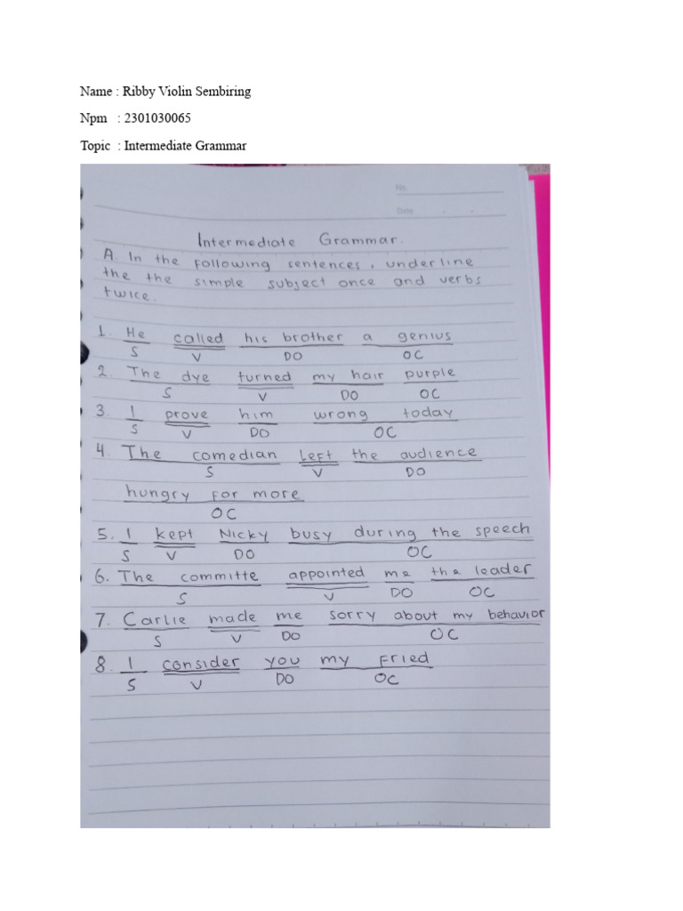 Intermediate Grammar: Sentence Patterns | PDF