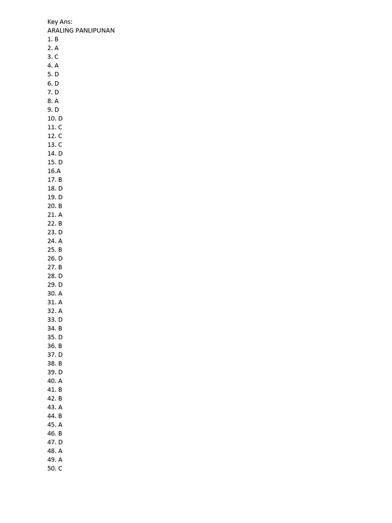 Scoring Key Third QTR | PDF