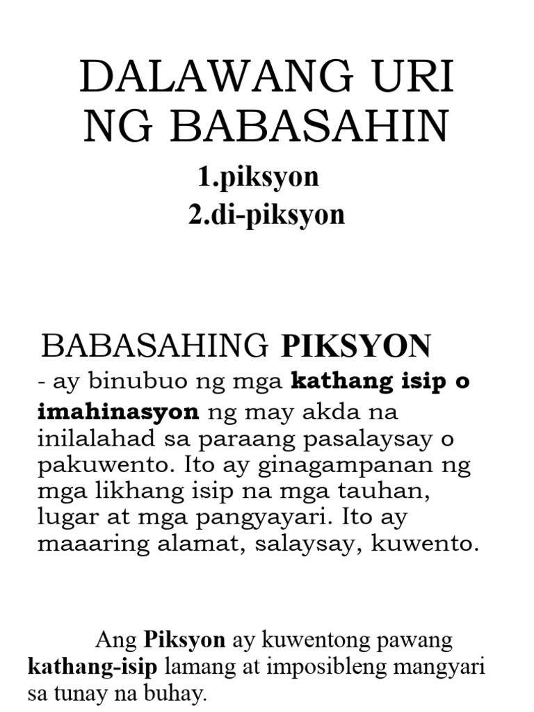 Piksyon at Di-Piksyon | PDF