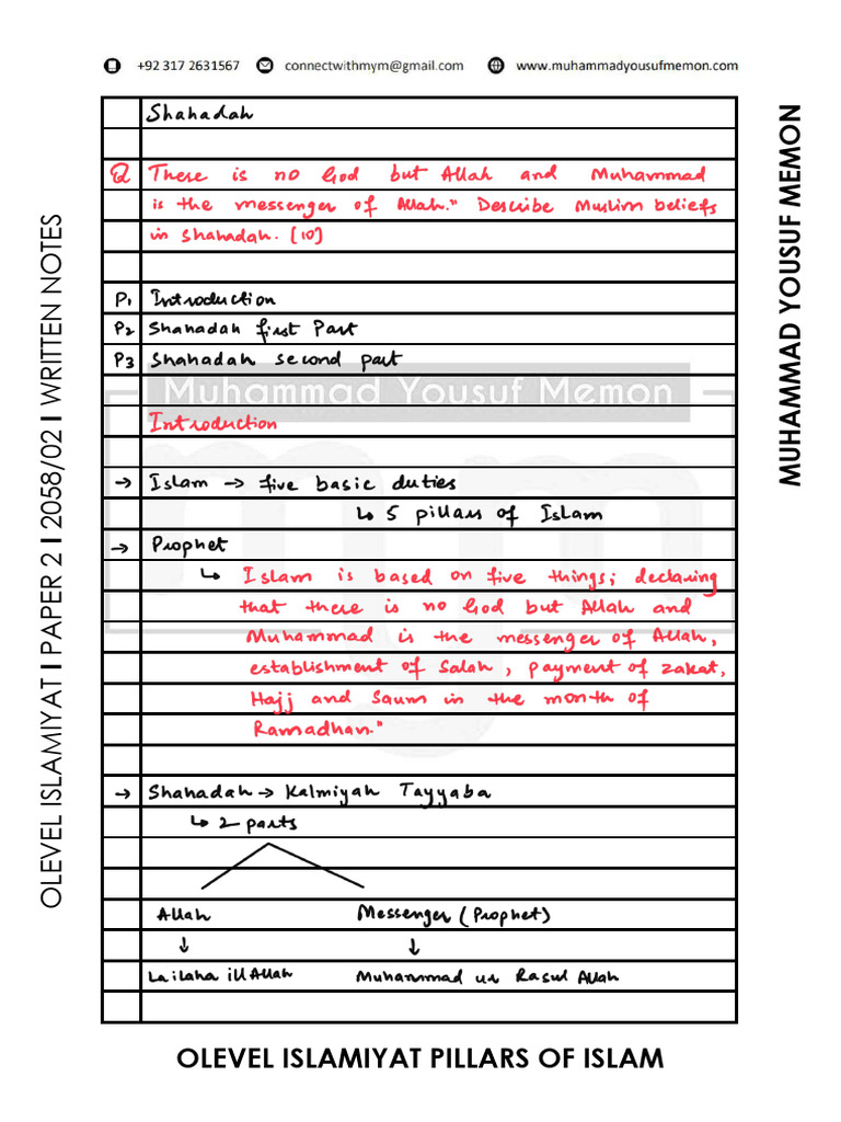 Pillars of Islam Key Notes | PDF | Social Anthropology | Social Science ...