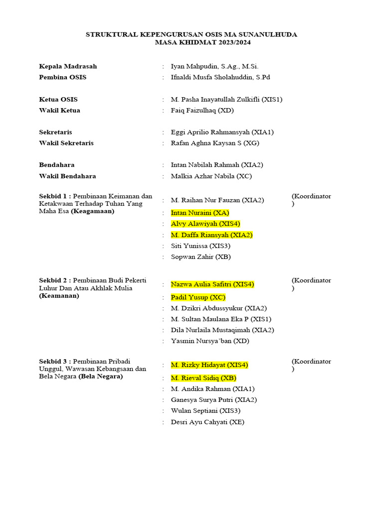 Struktural OSIS 2023 2024 | PDF