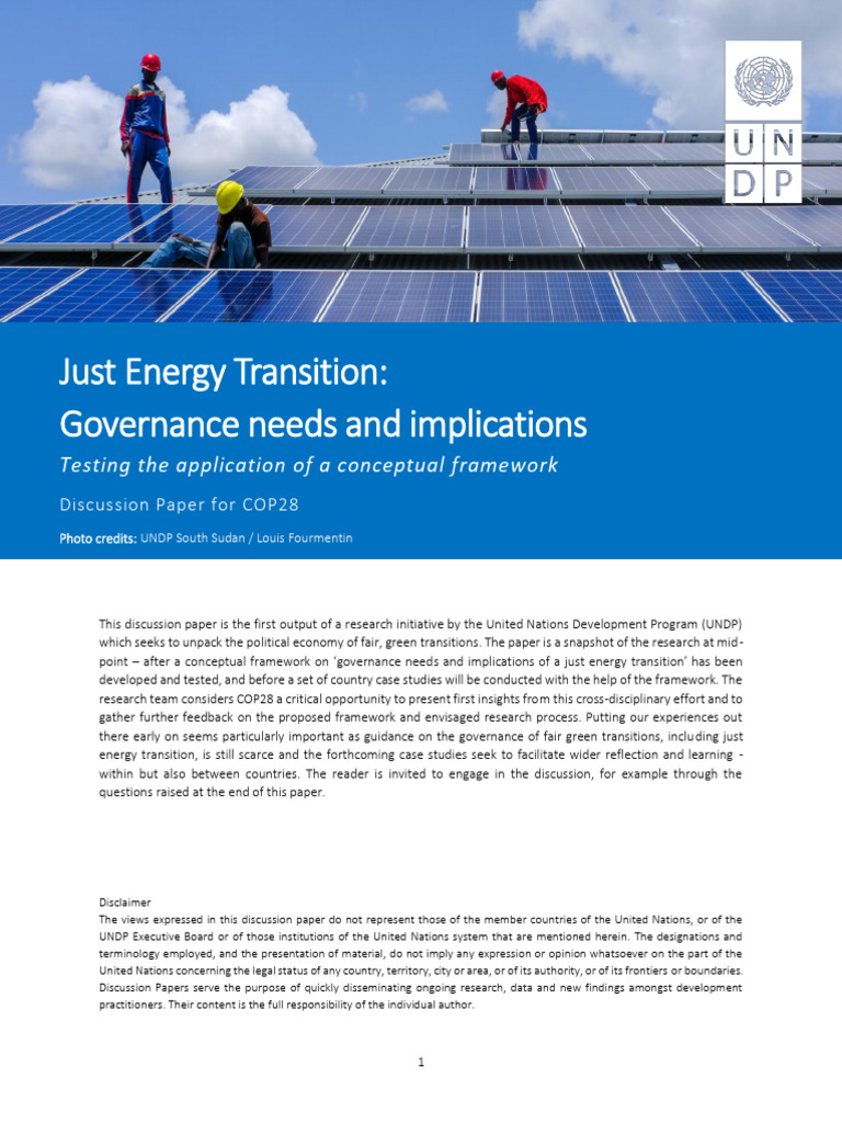 Discussion Paper - Just Energy Transition - Governance Needs and ...