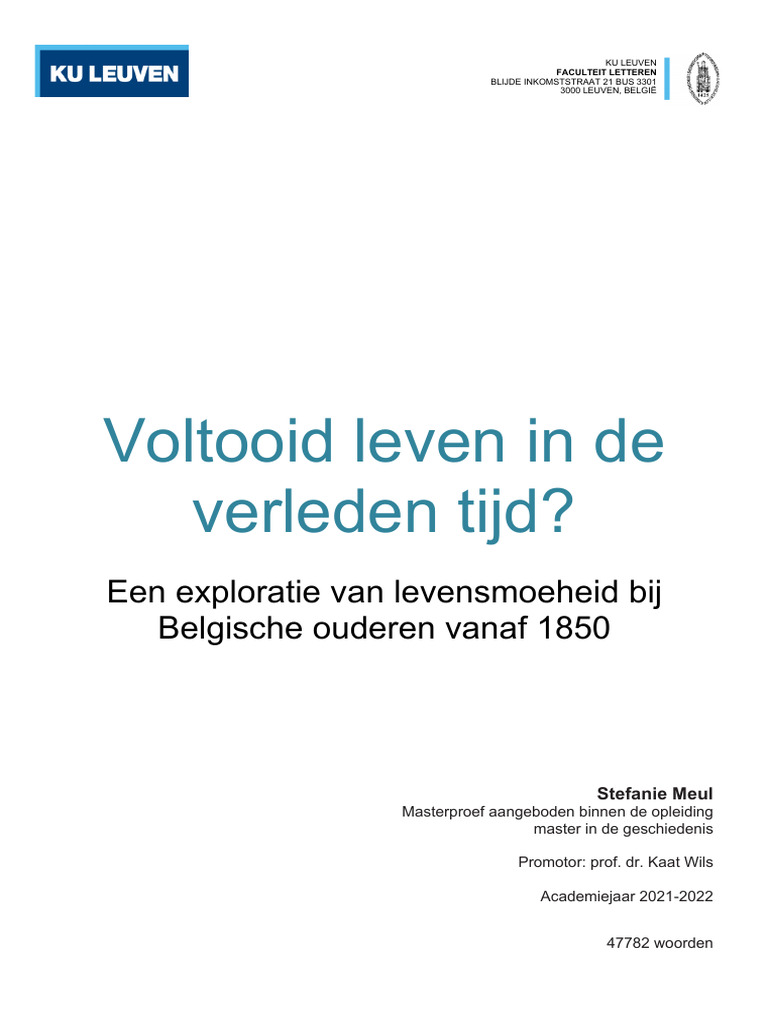 Completed Life in The Past Tense? An Exploration of Tiredness of Life ...