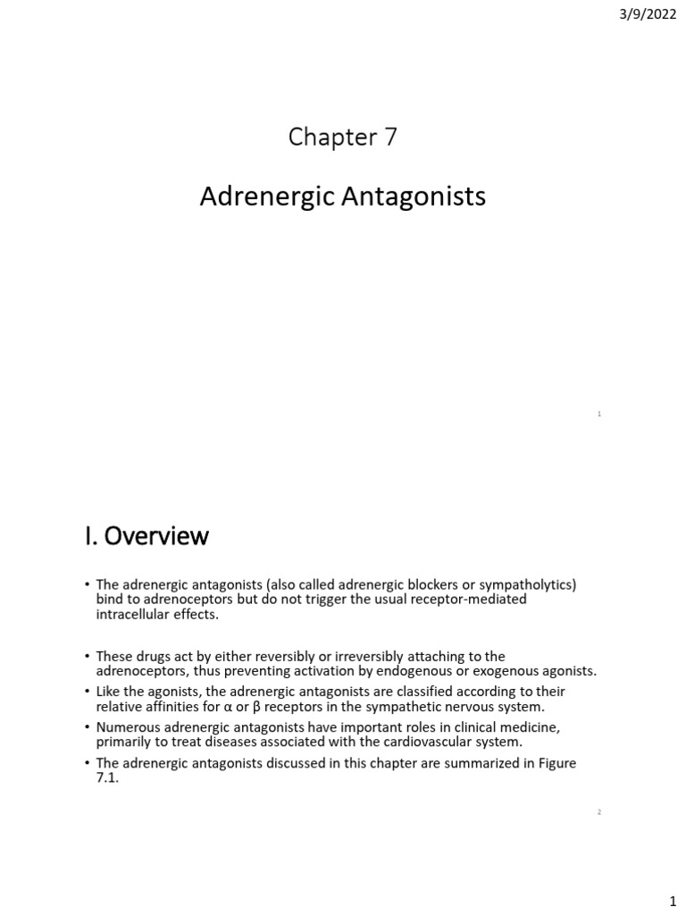 Chapter 7 Adrenergic Anatgonit | PDF | Blood Pressure | Receptor Antagonist