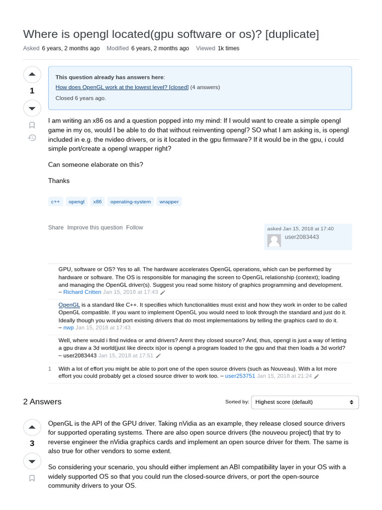 C Where Is Opengl Located Gpu Software Or Os Stack Overflow Pdf Graphics Processing