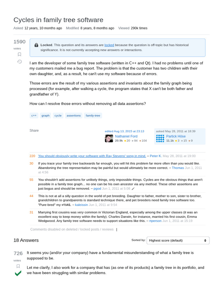 C++ - Cycles in Family Tree Software - Stack Overflow | PDF | Games & Activities | Social Science