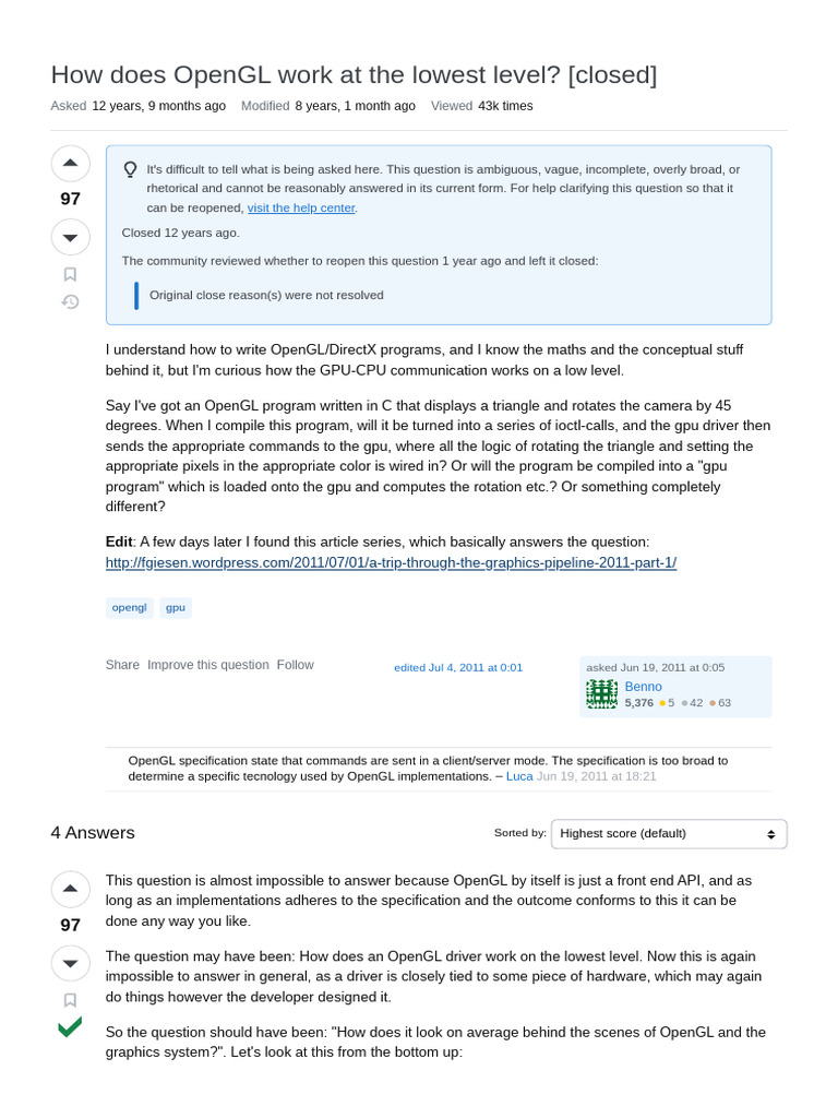 Gpu How Does Opengl Work At The Lowest Level Stack Overflow Pdf Shader Graphics