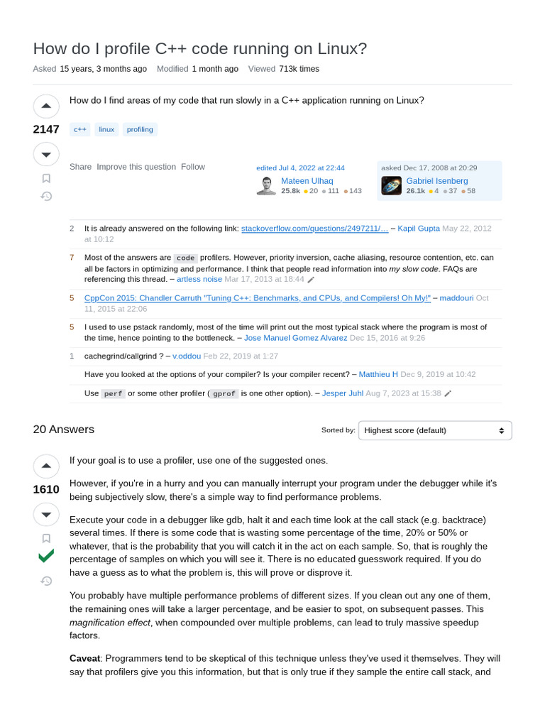How Do I Profile C Code Running On Linux Stack Overflow Pdf Computer Science Software 7079