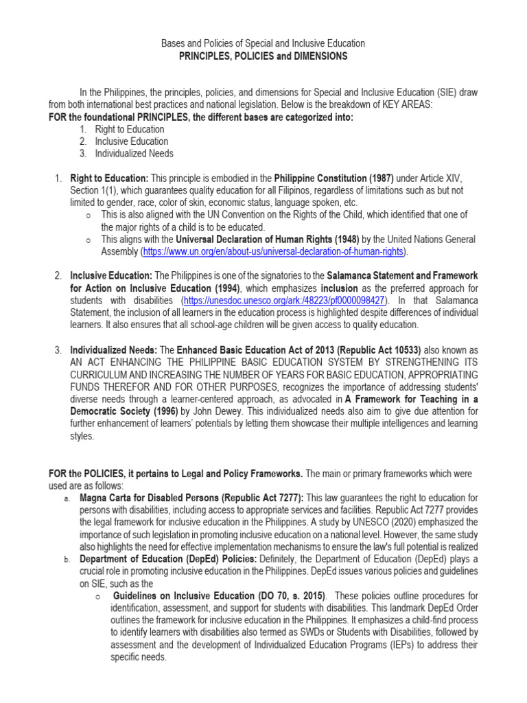 Principles and Policies With TASK | PDF | Inclusion (Education) | Special Education