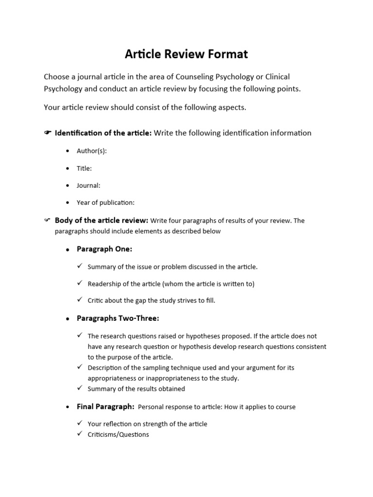 Article Review Guideline | PDF | Career & Growth | Art