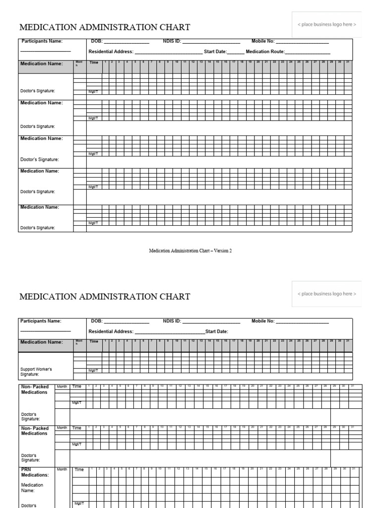 Medication Administration Chart Template | PDF | Pharmaceutical ...
