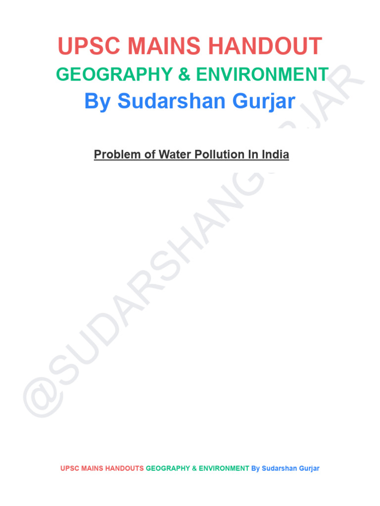 Upsc Mains Handout: by Sudarshan Gurjar | PDF | Water Pollution | Environmental Engineering
