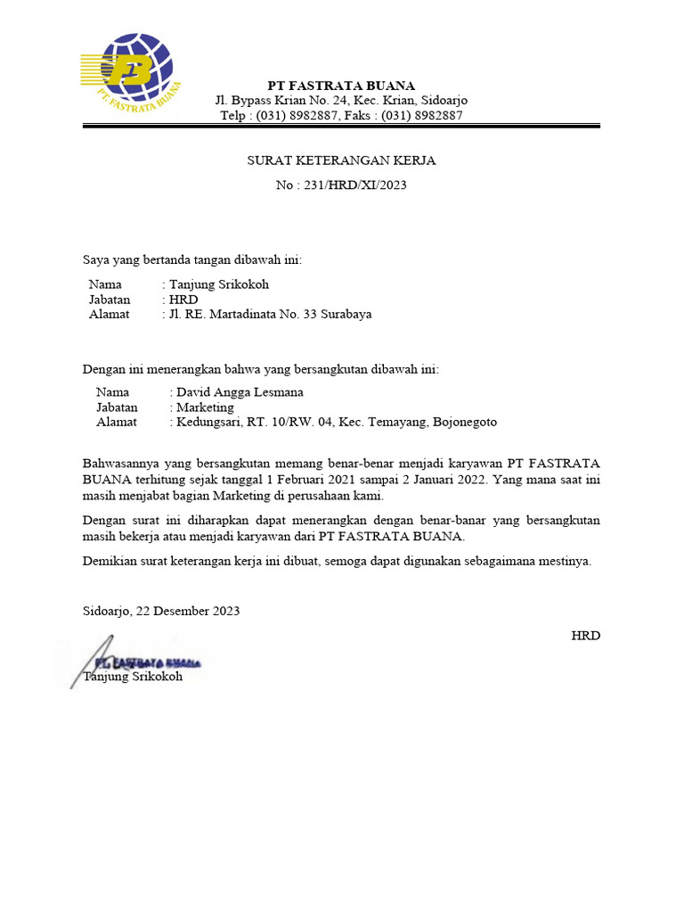 Surat Referensi Buana | PDF