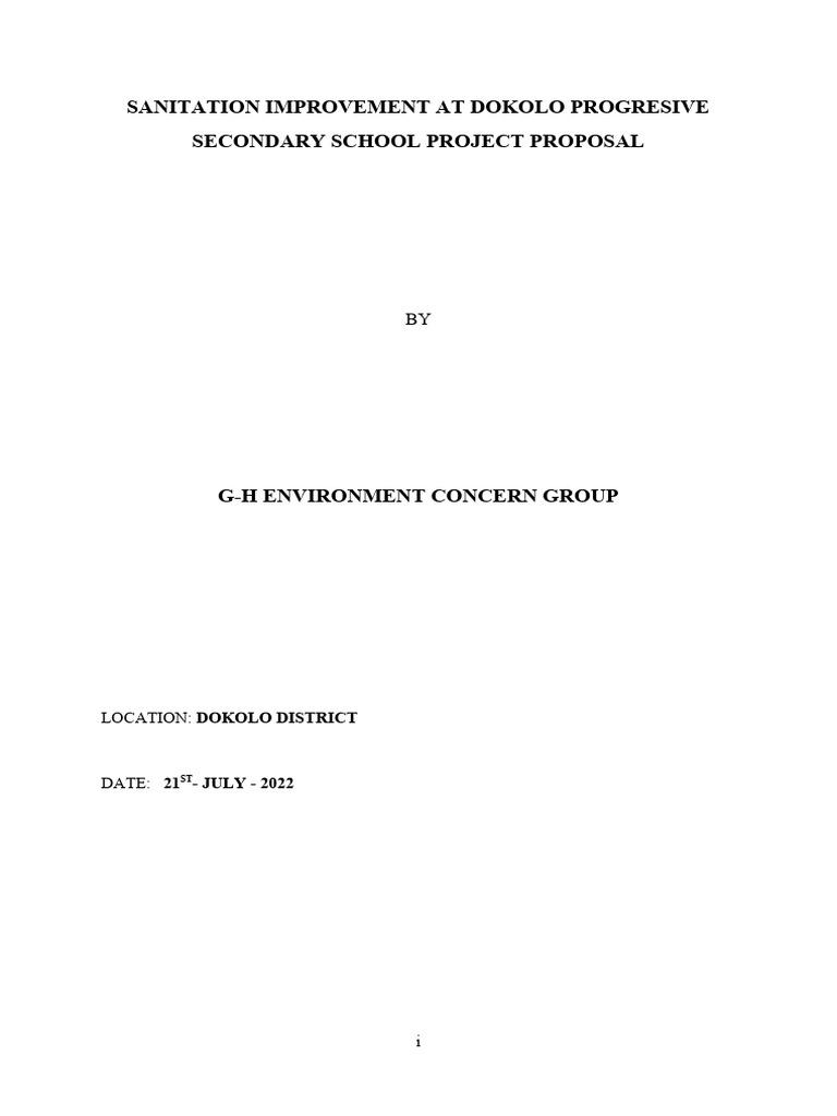 Sanitation Project Proposal | PDF | Sanitation | Wash