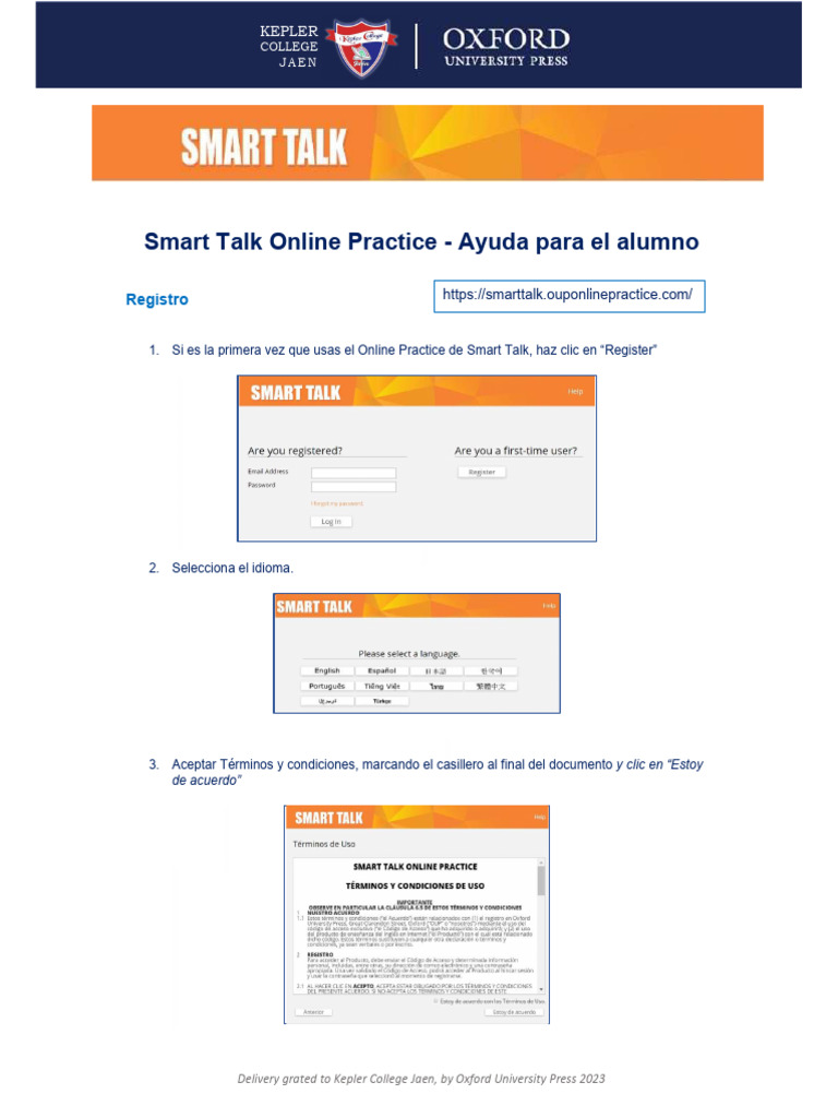 SmartTalk OnlinePractice GuiaAlumno | PDF