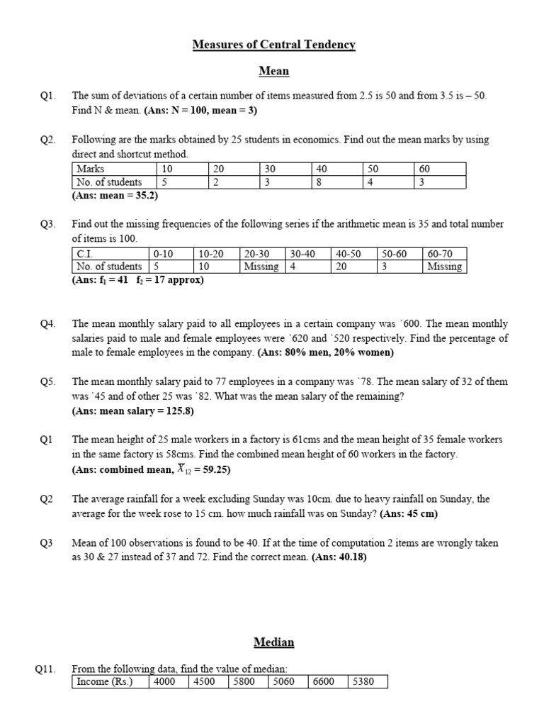 DTB Assignment Central Tendency | PDF | Mean | Median