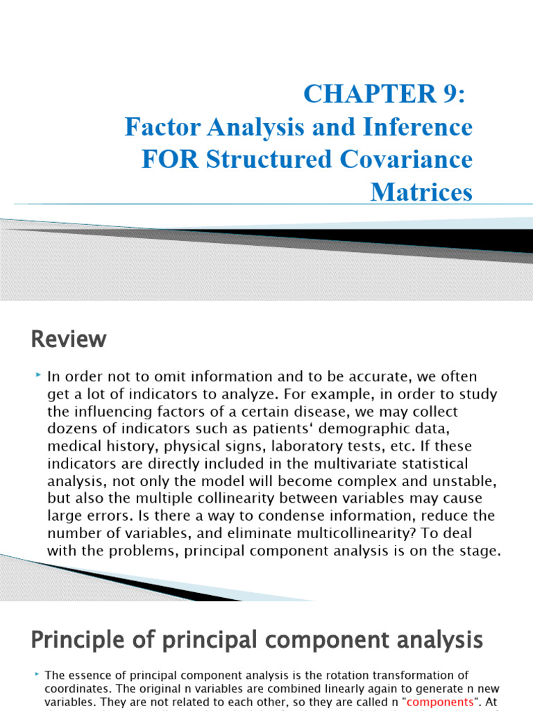 Ch9-Factor Analysis Model | PDF | Factor Analysis | Principal Component Analysis