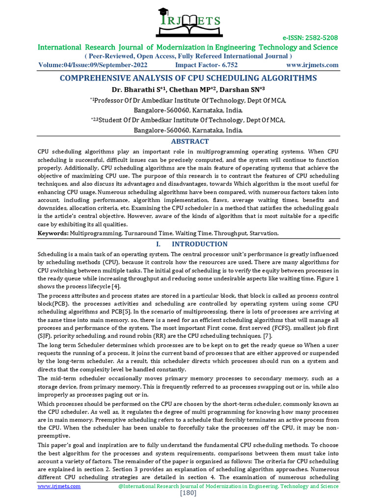 Fin Irjmets1662369943 | PDF | Scheduling (Computing) | Computer Programming