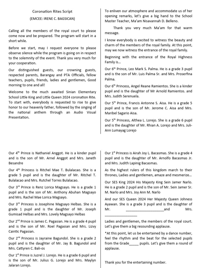 Coronation Rites Script | Download Free PDF | Monarchy