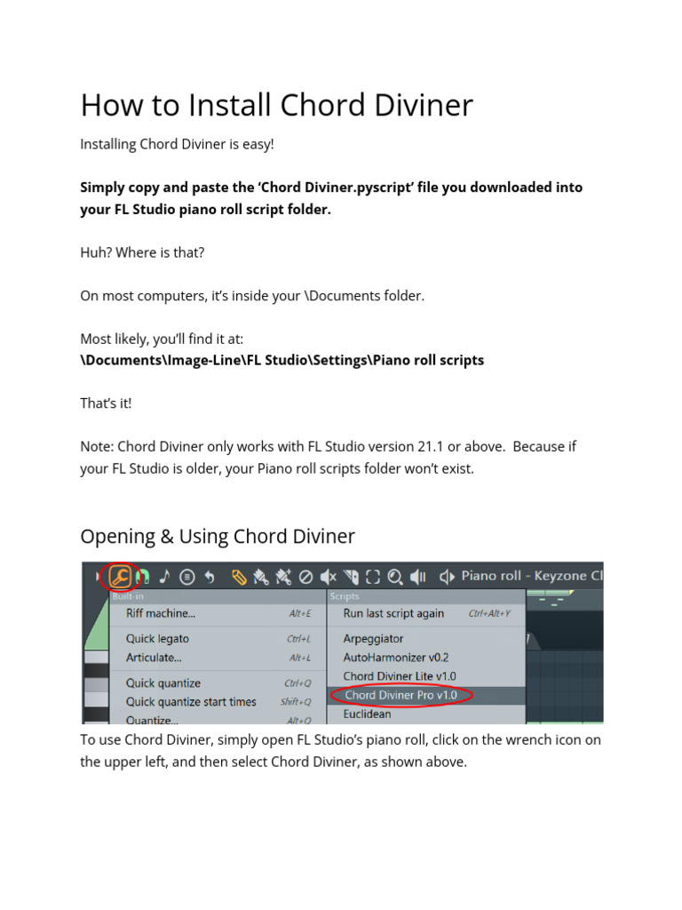 FL Studio Chord Diviner Guide | PDF | Chord (Music) | Harmony