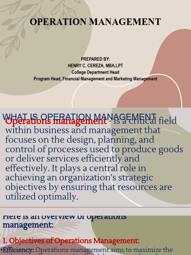 LESSON 1 - OPERATION MANAGMENT - SIR HENRY | PDF | Operations ...