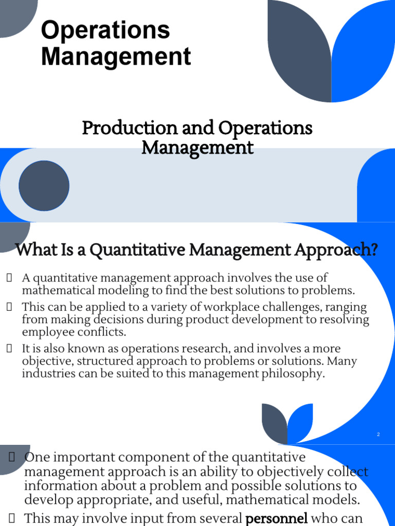 Quantitative Approach in Production Management | PDF | Mathematical ...