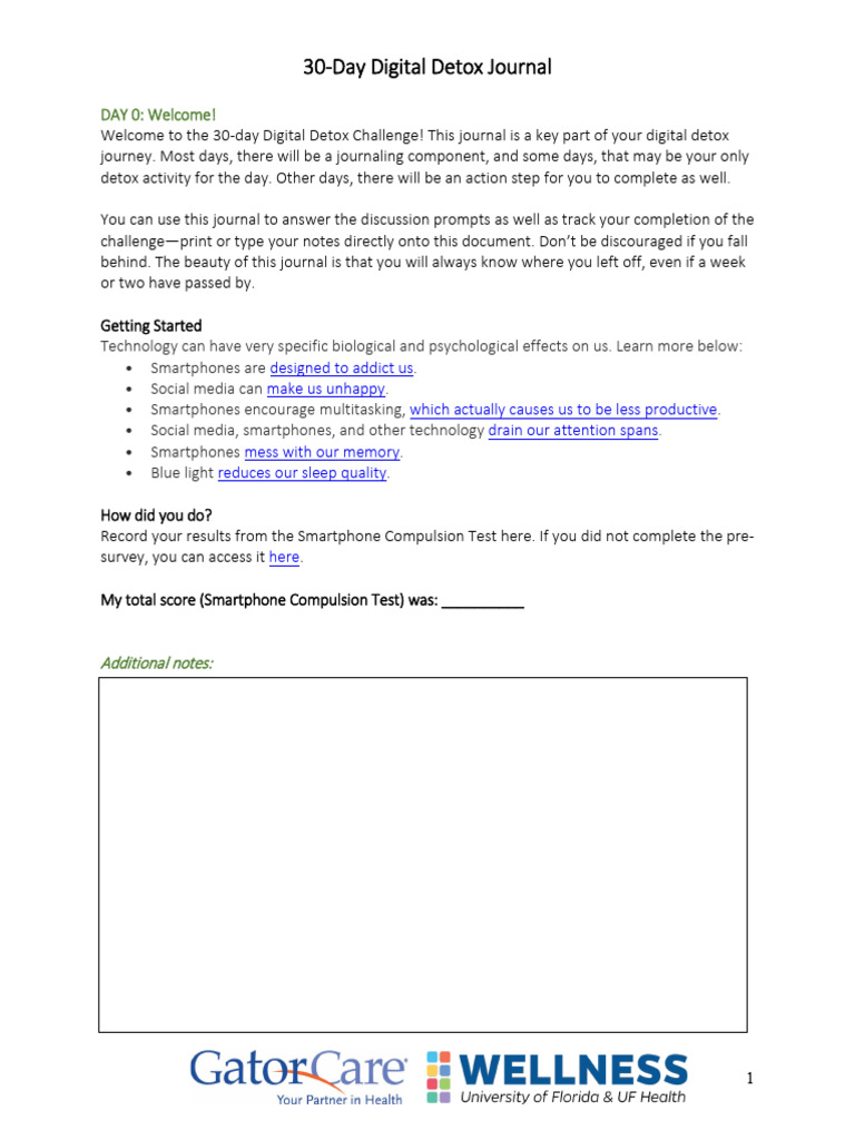Digital Detox Journal Fillable | PDF | Social Media | Popular Culture ...