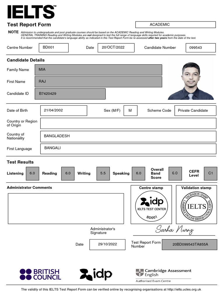 IELTS Certificate | PDF | International English Language Testing System ...