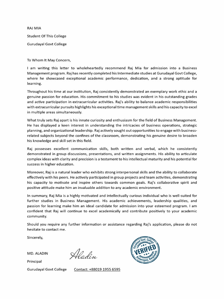 Recommendation Letter 2 | PDF