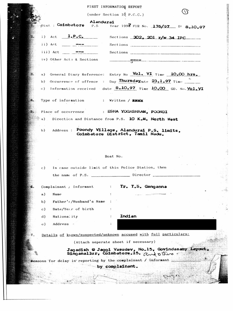FIR Report: Coimbatore Incident 1997 | PDF | Science & Mathematics ...