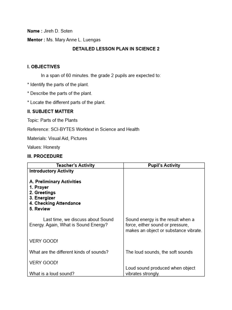 Detailed Lesson Plan in Science2 (For Demo Ang Fersonss) | PDF | Plants | Leaf
