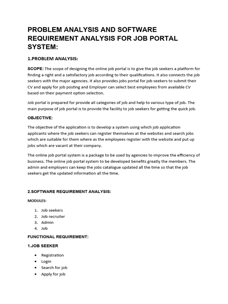 Job Portal System Requirements Analysis | PDF | Login | Password