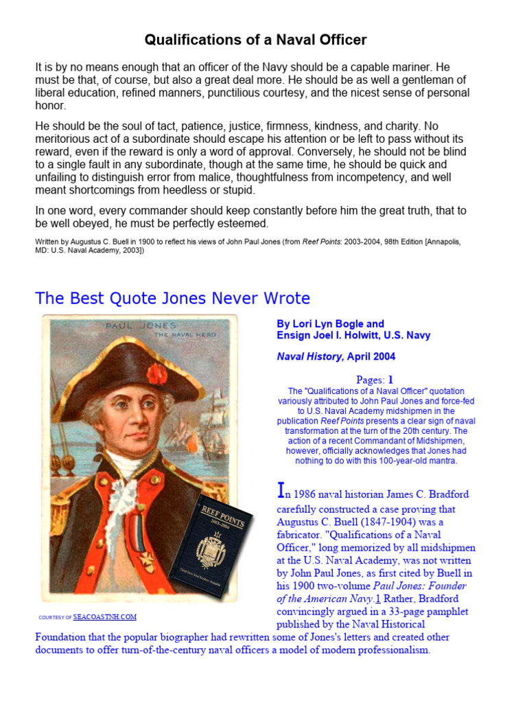 Qualifications of A Naval Officer | PDF | United States Naval Academy