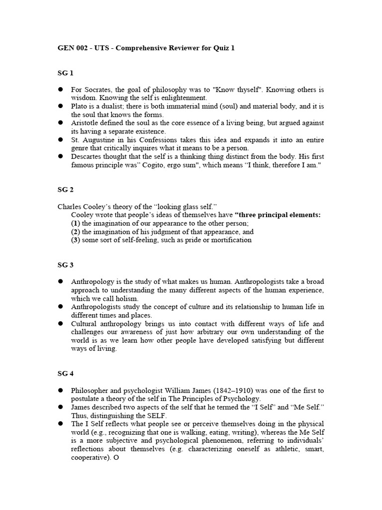 GEN 002 REVIEWER | PDF | Philosophy Of Self | Soul
