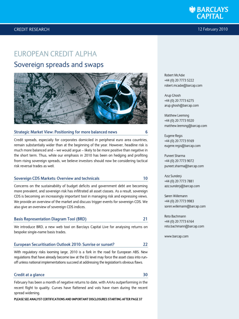 Art Barclays - European Credit Alpha Sovereign Spreads and Swaps | PDF | Credit Default Swap ...