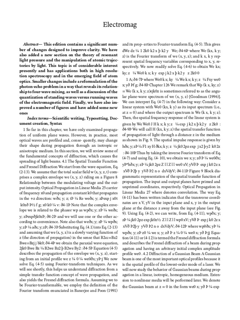 Electromag in Non Linear Media | PDF | Waves | Diffraction