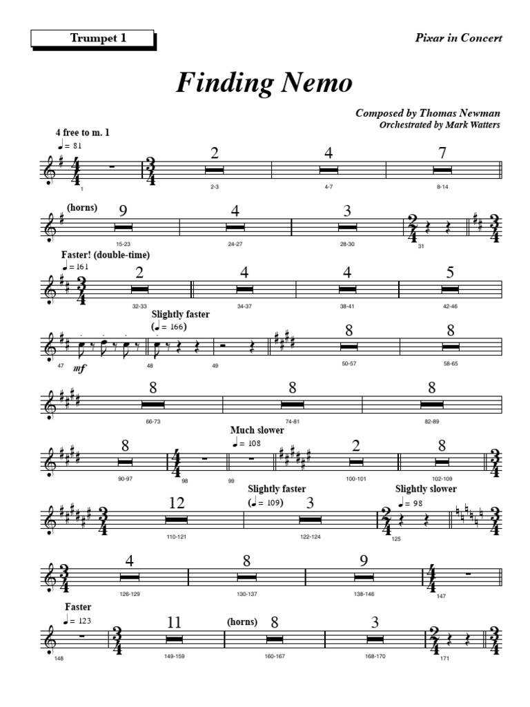 Finding Nemo Trumpet Sheet Music | PDF