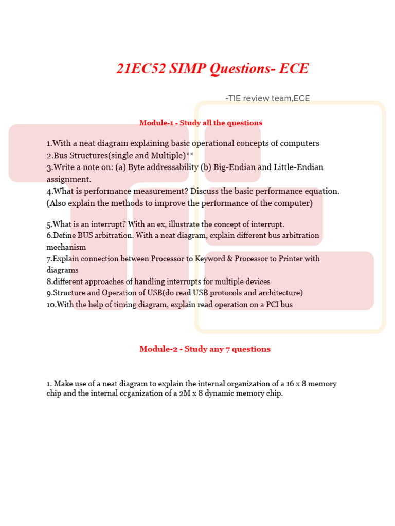 COA-Super Important questions | PDF | Central Processing Unit | Digital Electronics