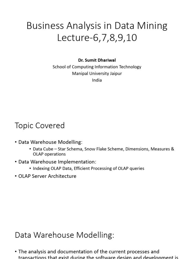 3 Business Analysis In Data Mining L6 7 8 9 10 Pdf Data Warehouse Relational Database
