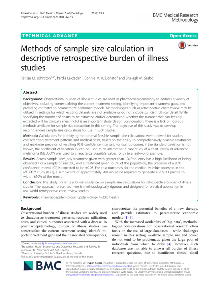 Sample Size Calculation for Illness Studies | PDF | Sample Size ...