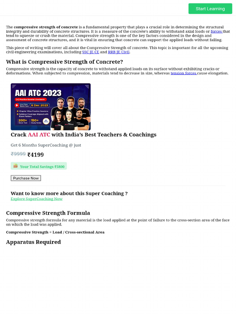 Compressive Strength of Concrete_ Definition, Formula, Cube Test | PDF