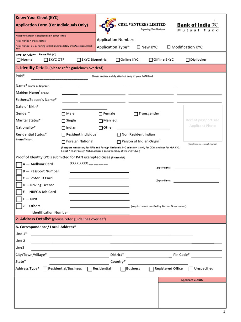 Kyc Form - Individual Jan 24 Editable | PDF | Identity Document