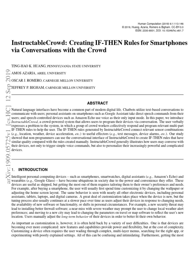 Instructablecrowd: Creating If-Then Rules For Smartphones Via ...