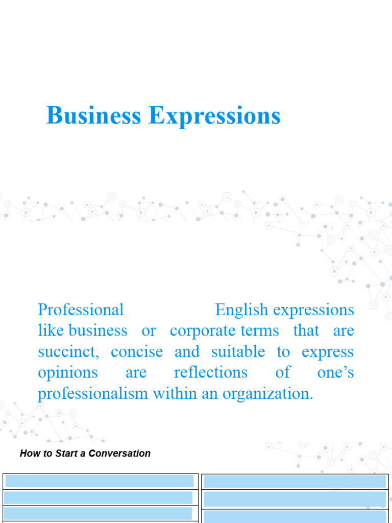 Business Expressions | PDF | Adjective | Verb