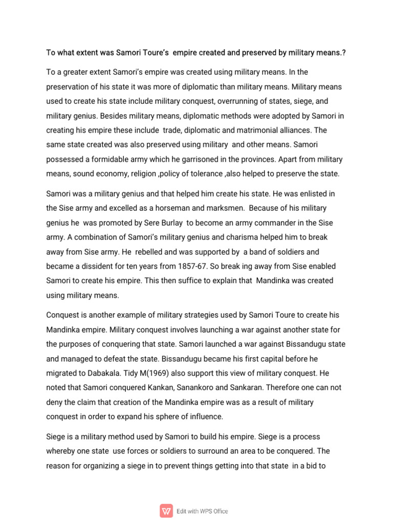 Samori Toure's Empire: Military Roots | PDF