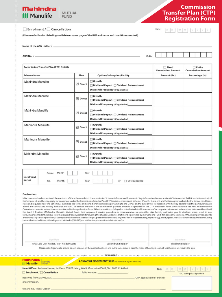 Commission Transfer Plan - CTP Form - Final - Editable | PDF | Dividend ...