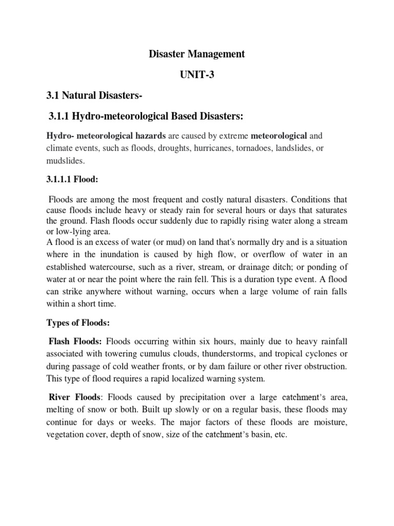 Unit-3 Disaster Management | PDF | Flood | Eye (Cyclone)