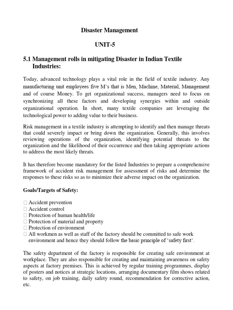 Unit-5 Disaster Management | PDF | Risk | Hazards