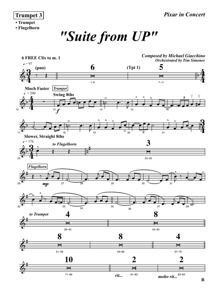 Suite From UP-Pixar in Concert Trompete 3 | Download Free PDF | Elements Of Music | Musical Notation